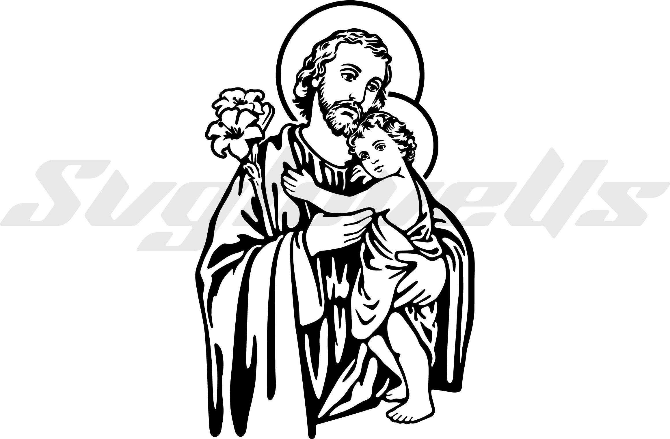 San Jose and Jesus Svg, Jesus Design for Cricut, St Joseph Svg, Instant ...