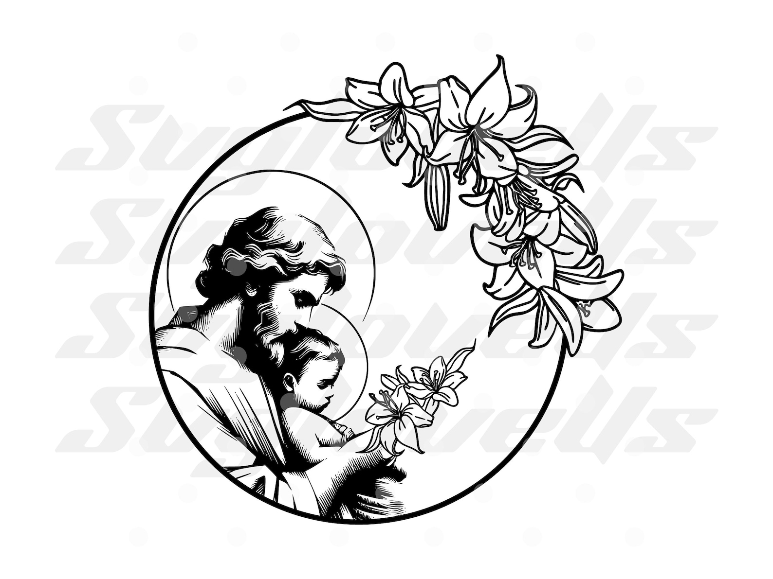 St. Joseph With Jesus, San Jose Svg, Jesus Svg, Pray for Us Svg, Holy ...