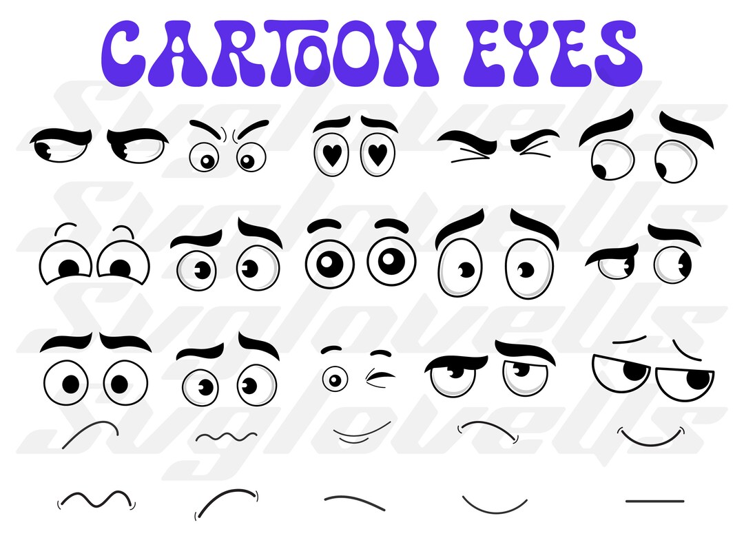 Cartoon Eyes Svg Bundle, Eyes Vectors Bundle, Cute Funny Face Svg, Eyes ...