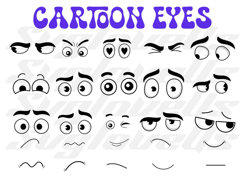 Cartoon Eyes Svg Bundle, Eyes Vectors Bundle, Cute Funny Face Svg, Eyes ...