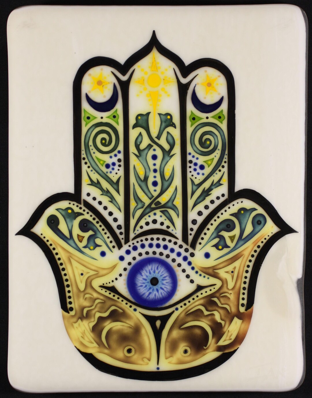 The Hand of Fatima- Unique Fused Glass Artwork - Etsy