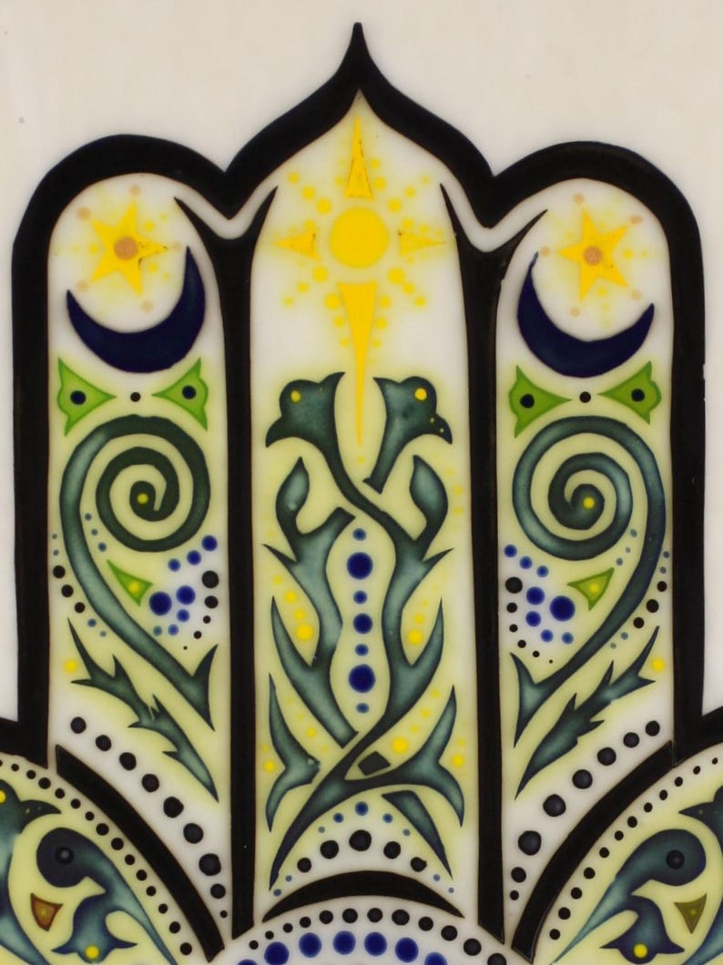 The Hand of Fatima- Unique Fused Glass Artwork - Etsy