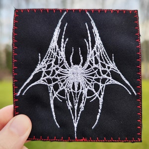 Spider Embroidery Insect Patch, Spider Web, White Spider on Black ...
