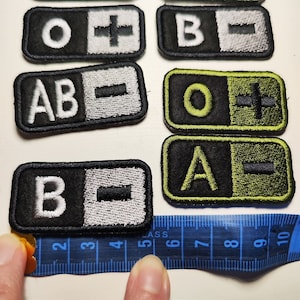 2 PCS Blood Type Patch O Neg Embroidered Hook O- Negative Group Badge ...