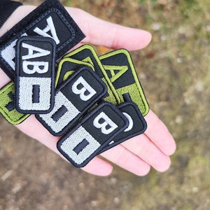 2 PCS Blood Type Patch O Neg Embroidered Hook O- Negative Group Badge ...