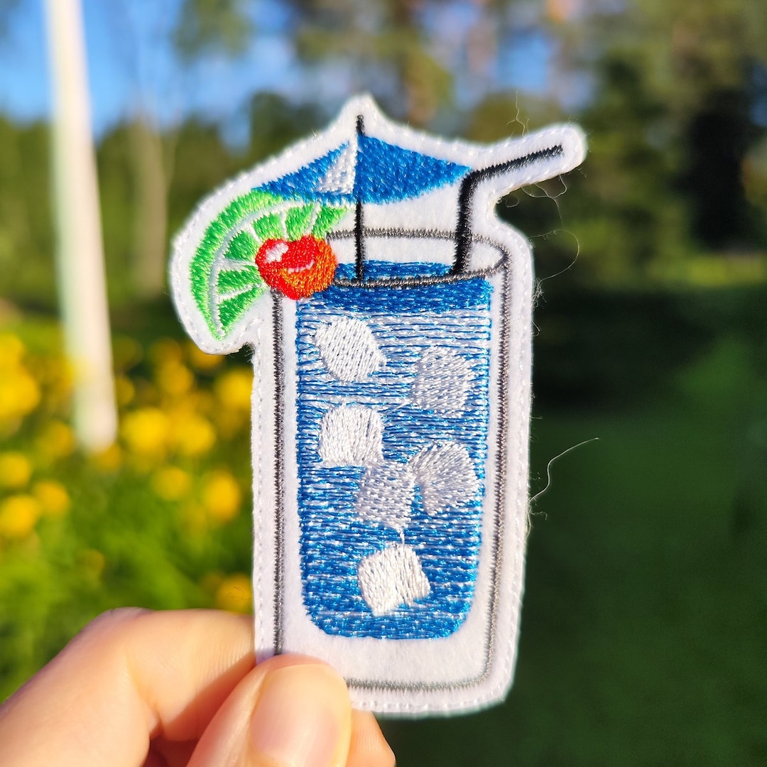 Cocktail Patch Iron on Blue Summer Patches Embroidered - Etsy