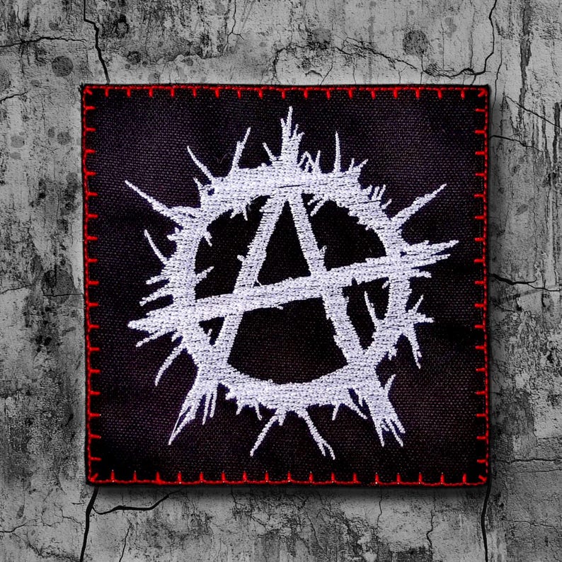 Patch com símbolo da anarquia: arame farpado, patch para jaqueta punk política de esquerda ...