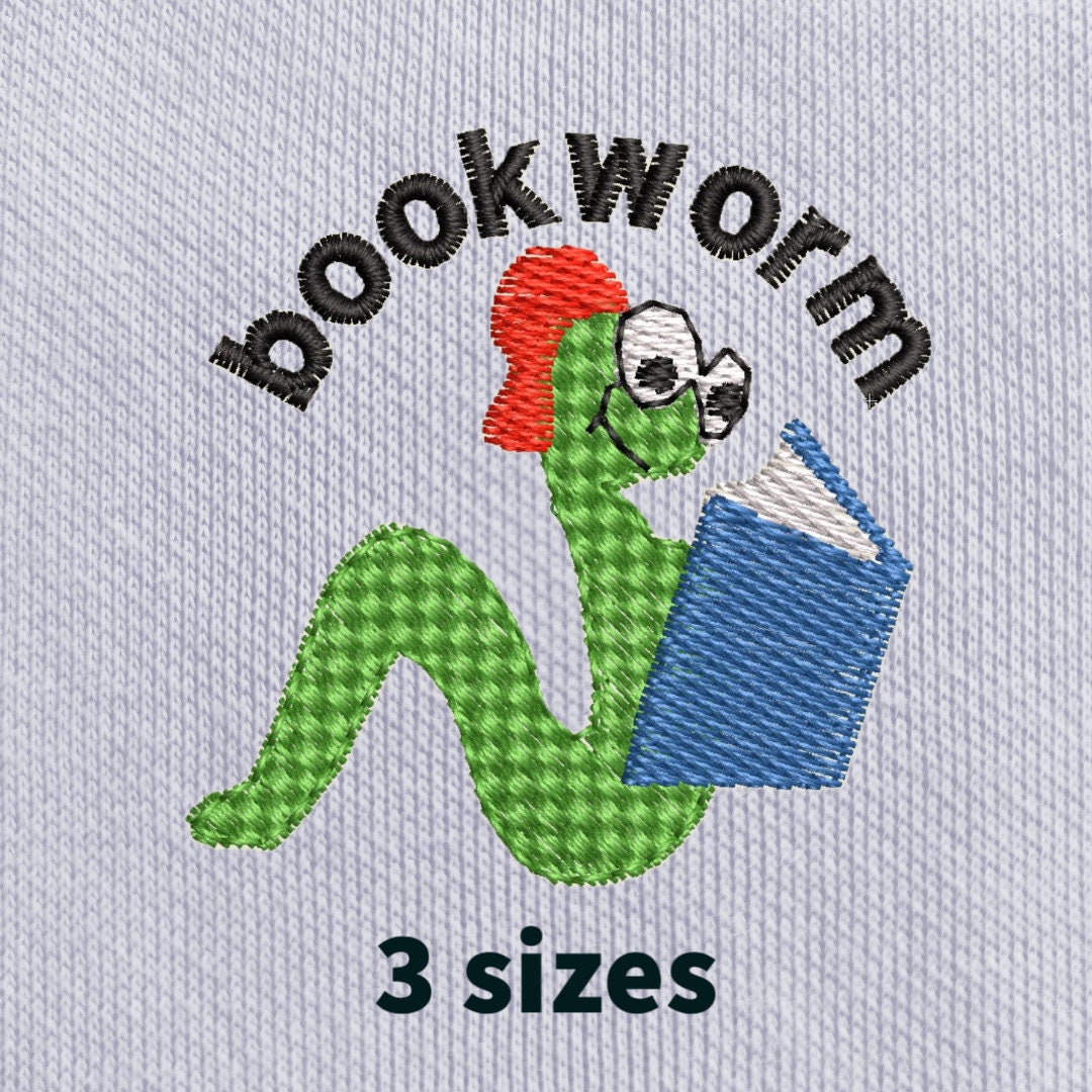 Bookworm Shirt Embroidery Pattern Book Lover Gift Idea - Etsy