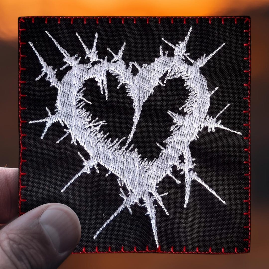 Gothic Heart Barbed Wire Patch: Punk Embroidered Badge - Etsy