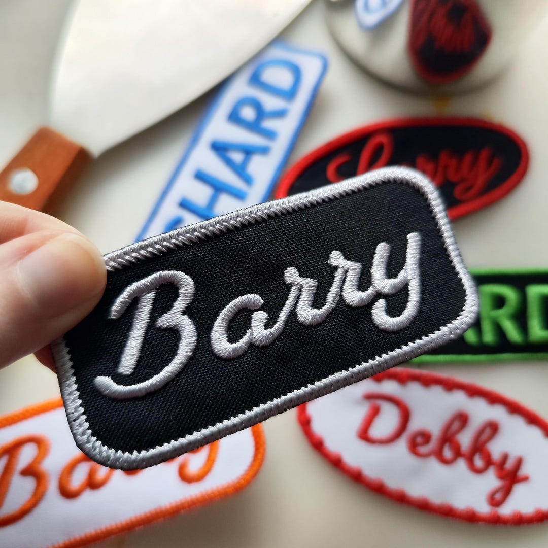 Custom Uniform Name Patch Black Rectangle Embroidered Iron On, Mechanic ...