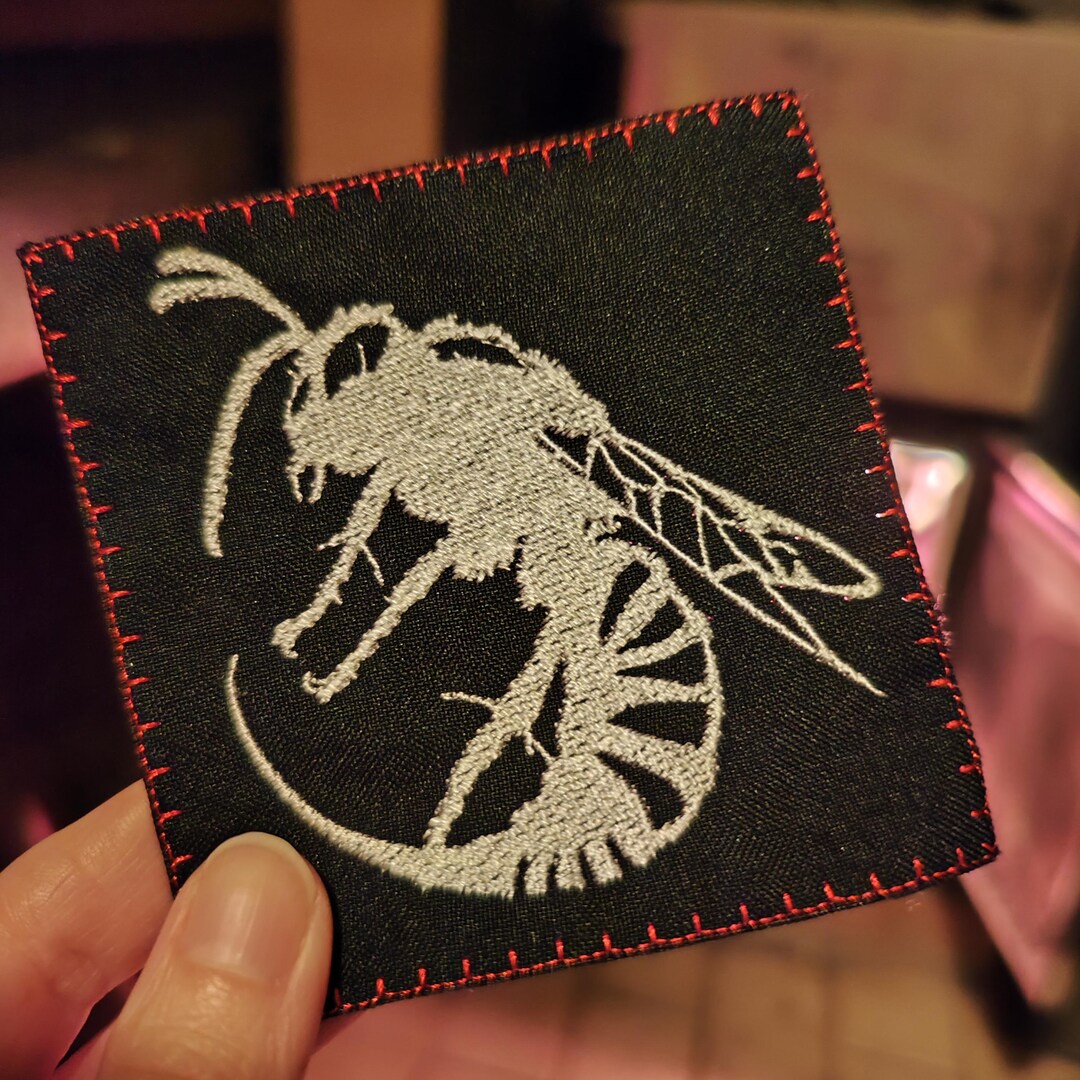 Hornet Patch: White Embroidery on Black - Sew on Punk Style - Etsy