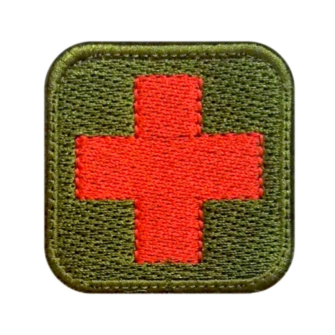 Paramedic Badge, First Aid Cross Patch Hook & Loop Olive With Red - Etsy