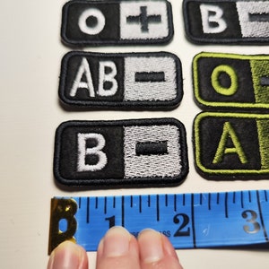 2 PCS Blood Type Patch O Neg Embroidered Hook O- Negative Group Badge ...