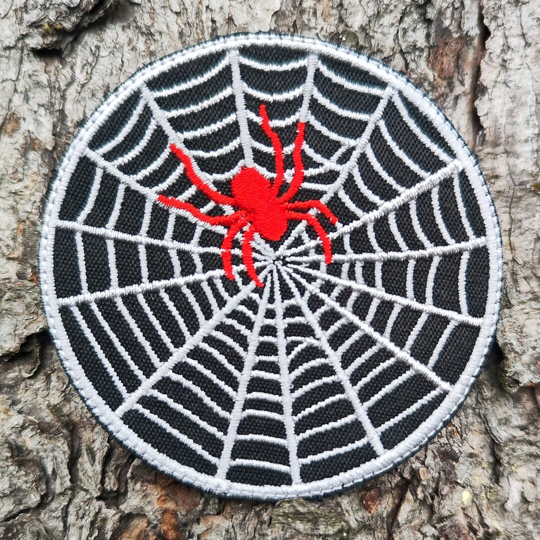 Spider Web Embroidery Patch: Halloween Punk Applique (3.15