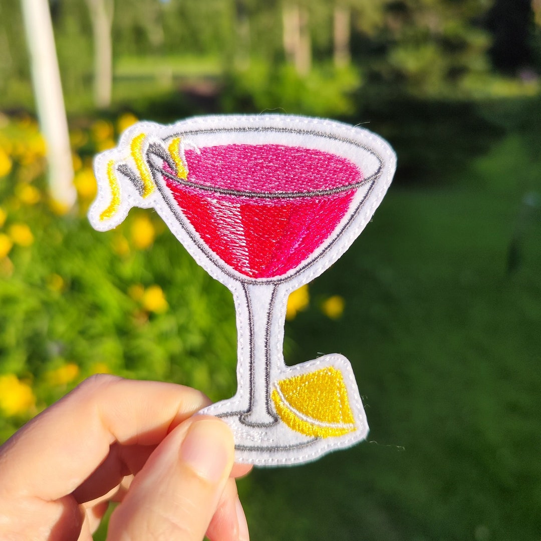 Pink Cocktail Patch Iron on Summer Patches Embroidered - Etsy