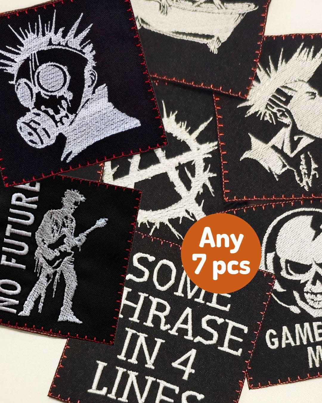 Punk Patches Set of 7: Embroidered Canvas Patch Anarchy, Cyberpunk ...