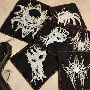 Spider Embroidery Insect Patch, Spider Web, White Spider on Black ...
