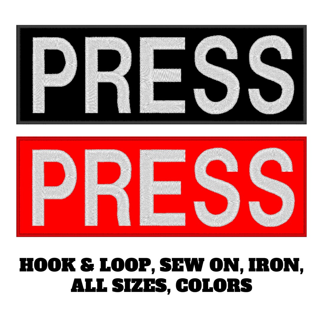 Journalist Reporter Badge PRESS Patch 1 PCS All Sizes Hook & Loop ...