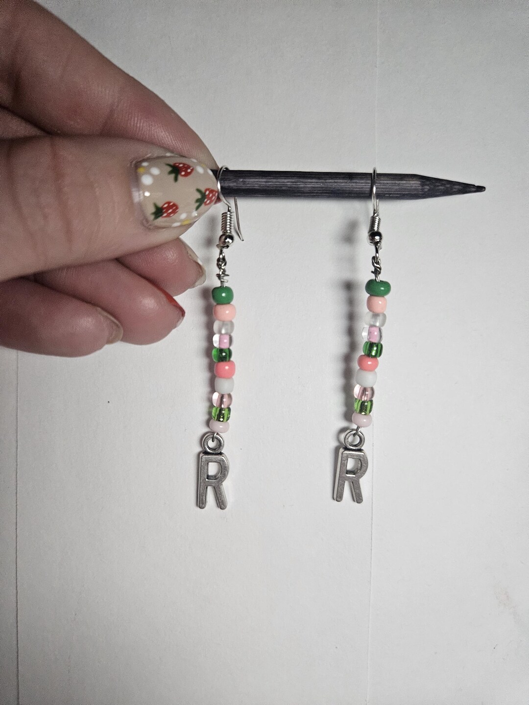 Rhiannon Green, Pink, and White Beads Dangle Earrings - Etsy