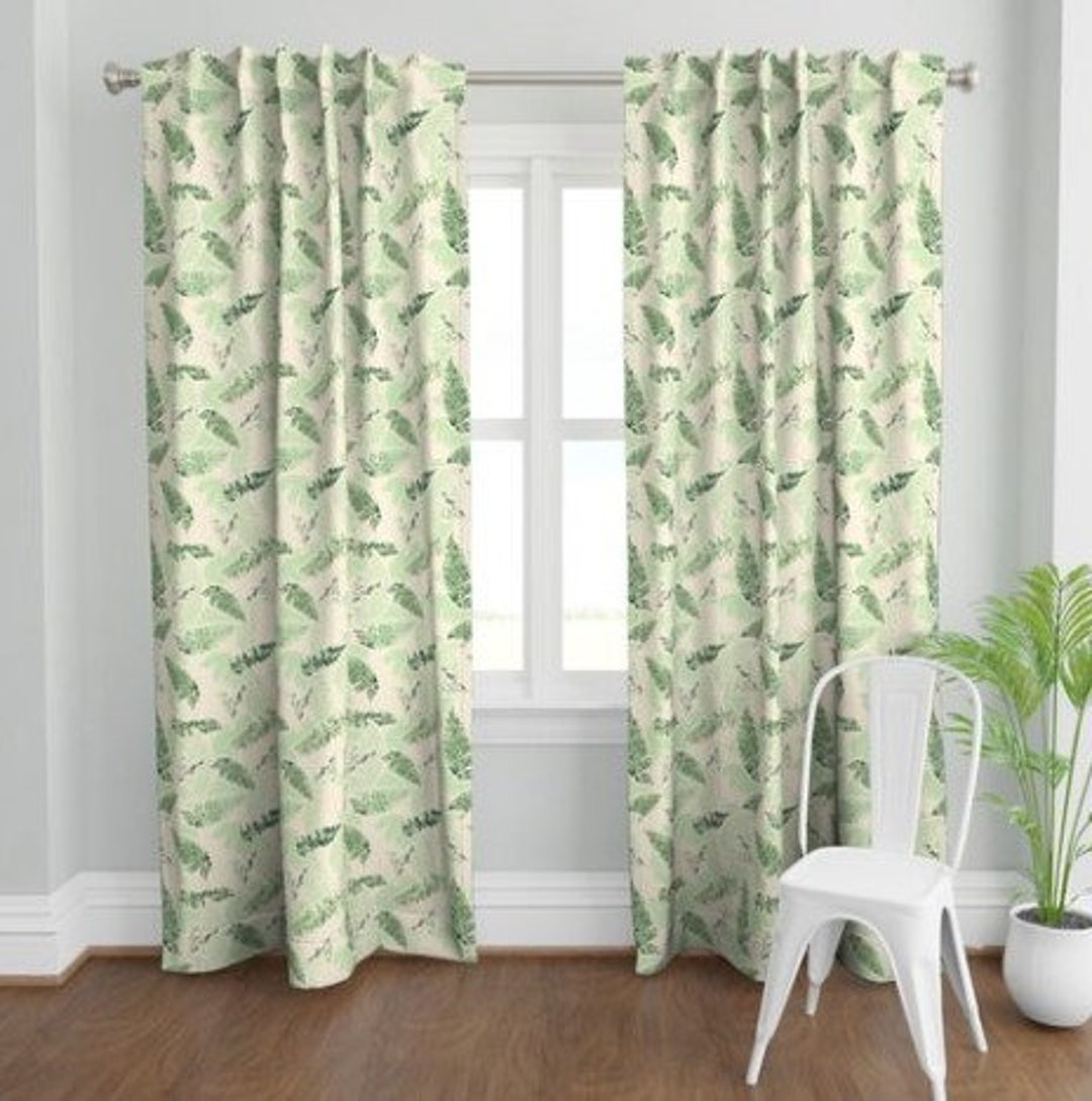 Botanical Fern Curtain Panel - Etsy