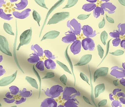 Purple Floral Curtain Panel - Etsy