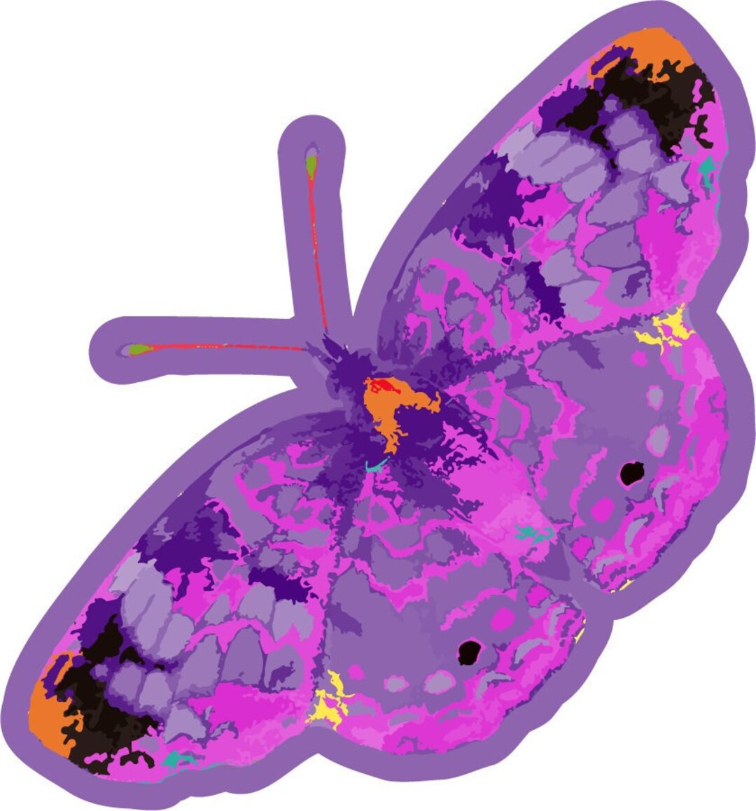 Nature Inspired Beautiful Butterfly Sticker | Colorful Pink and Purple ...