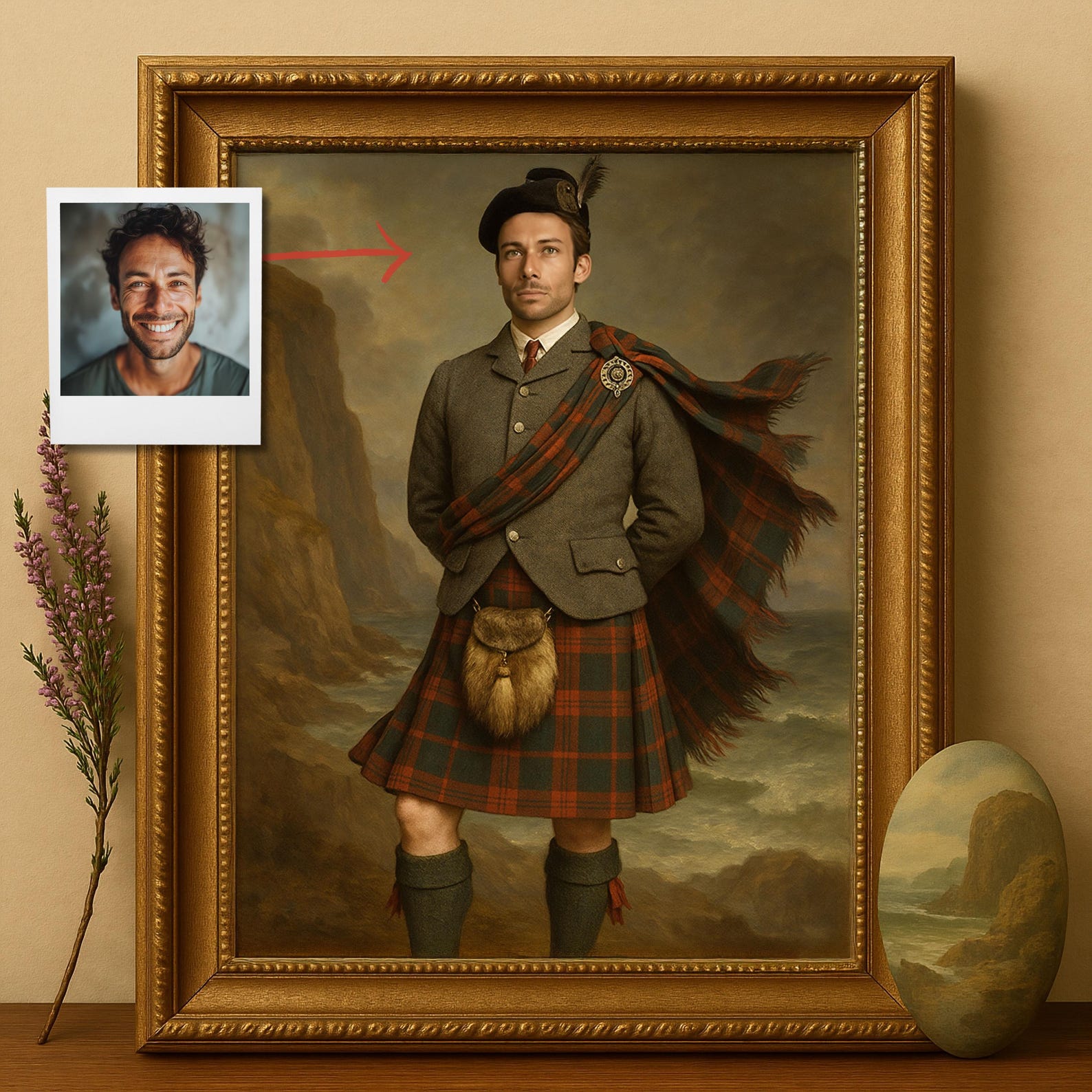 Personalized Portrait for Him in Kilt, Custom Scottish Highlander ...