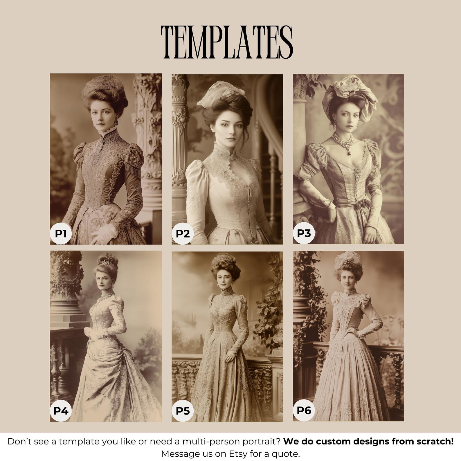 Custom Victorian Lady Portrait, Personalized 19th Century Elegant ...