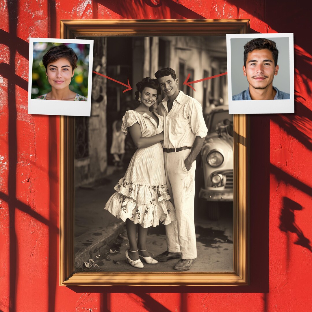 Personalized 1950s Salsa Dancers Portrait From Photo - Custom Retro ...