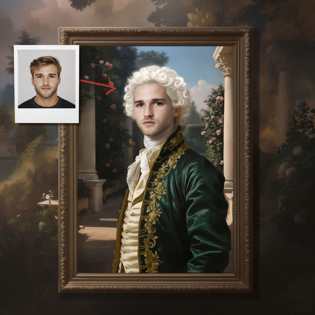 Personalized 18th Century Noble Portrait, Custom Rococo Aristocrat Art ...
