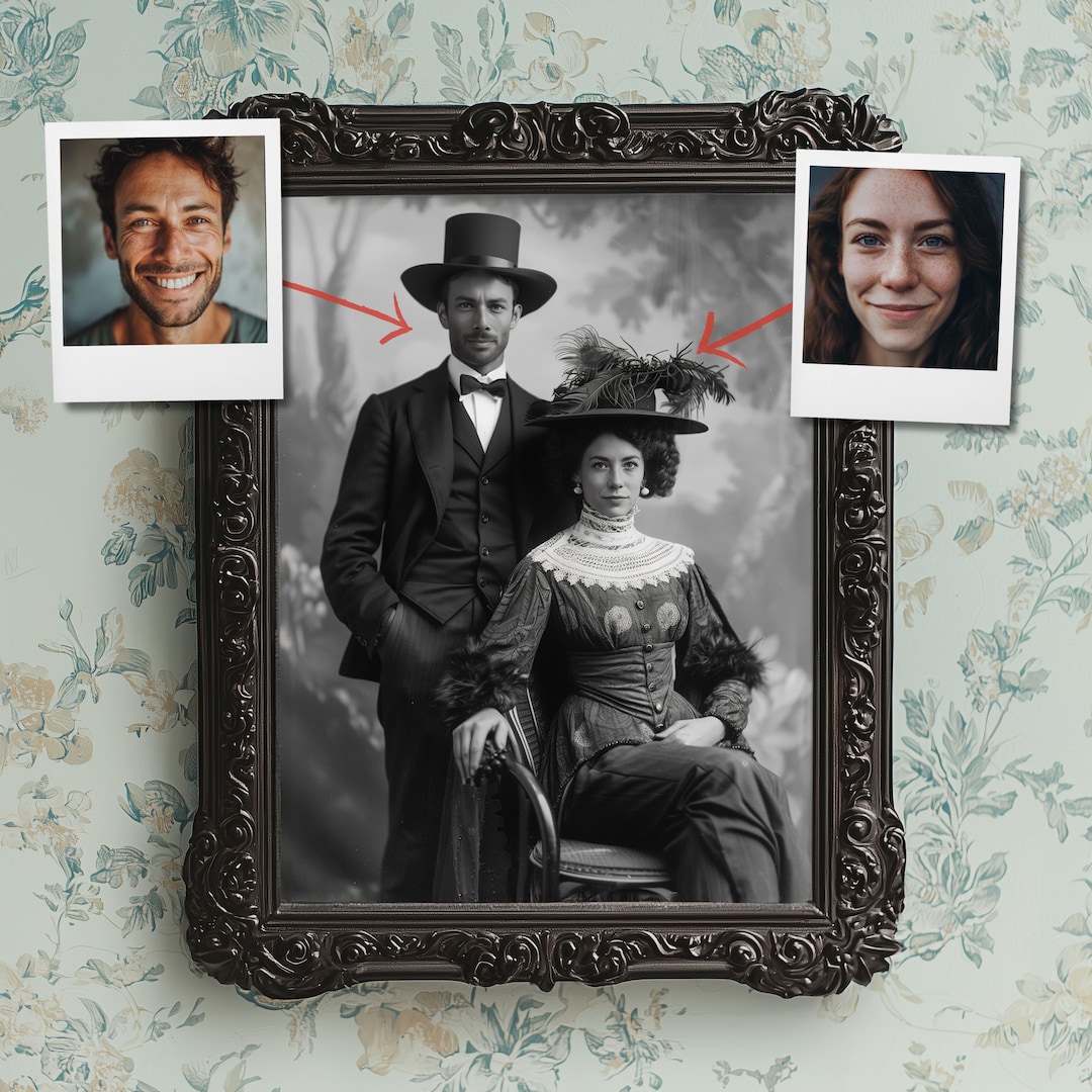 Custom Victorian Style 1890 Couple Portrait From Photo Antique Retro ...