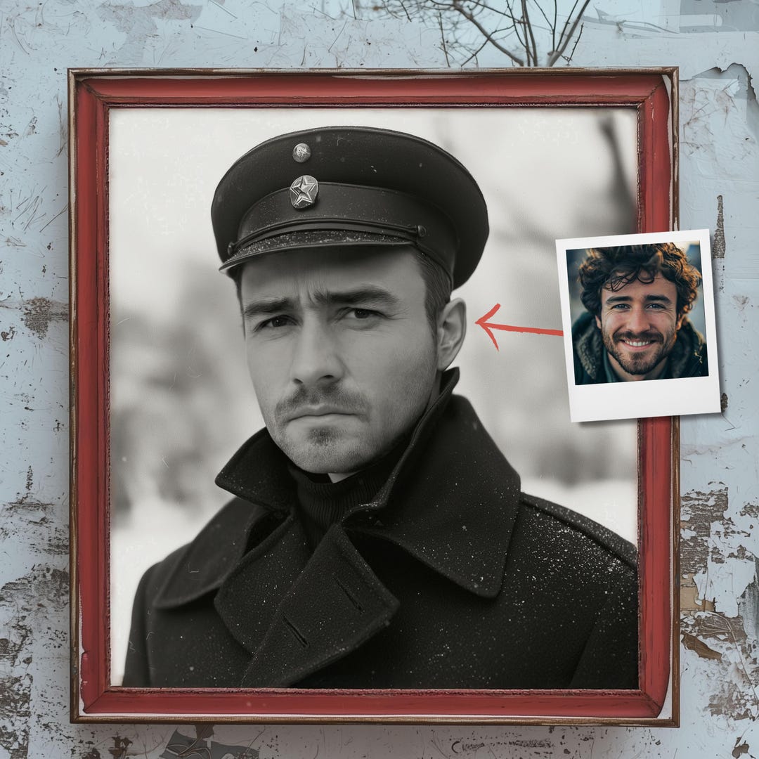 Personalized 1960s Soviet Spy Portrait From Photo Custom Winter Moscow ...