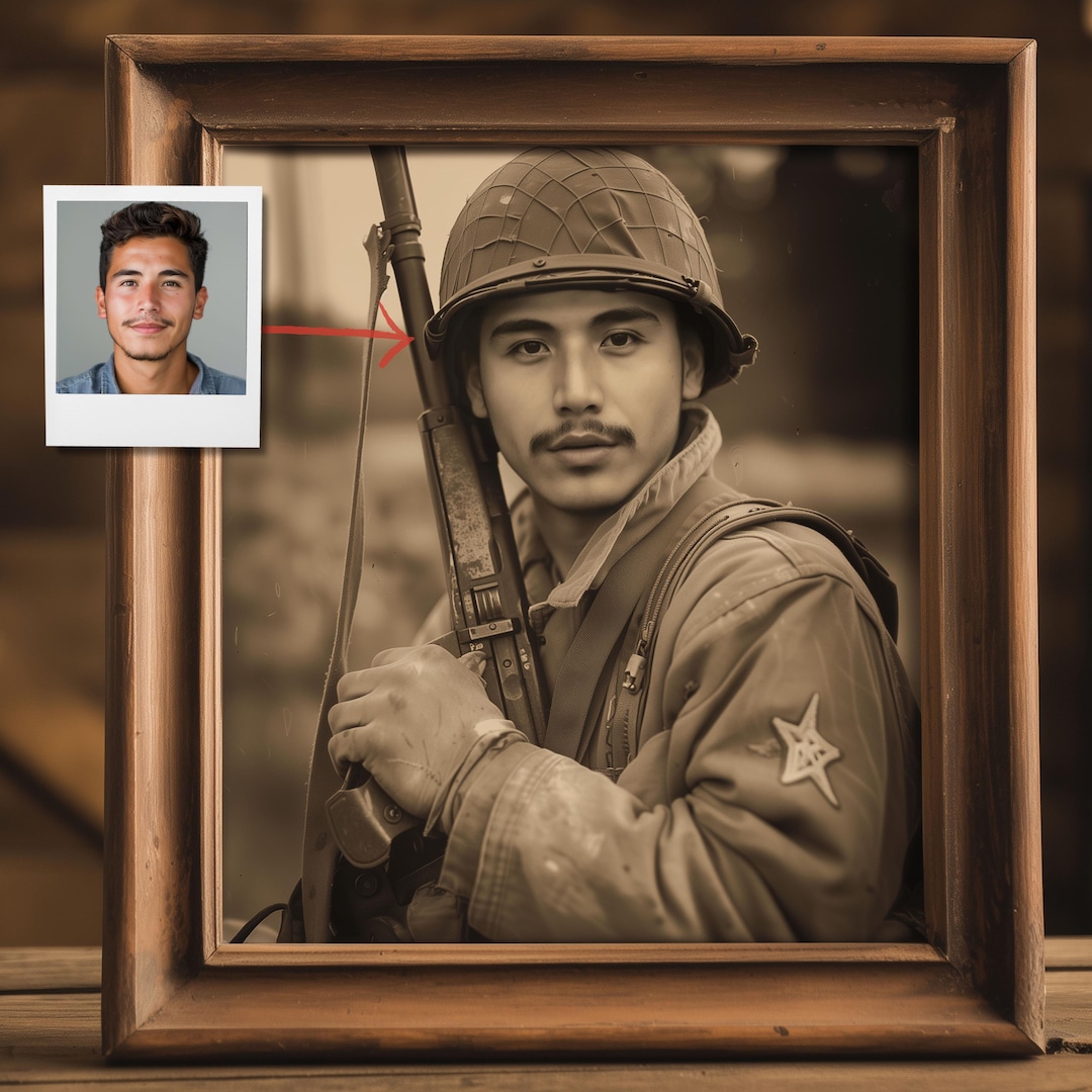 WW2 Custom Soldier Portrait From Photo - Personalized Military Vintage ...