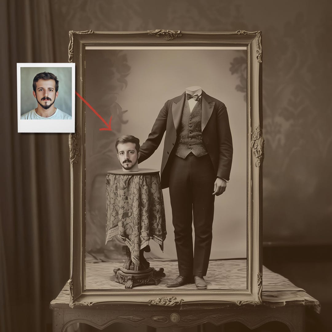 Custom Victorian Magician Portrait, Personalized 19th Century Headless ...