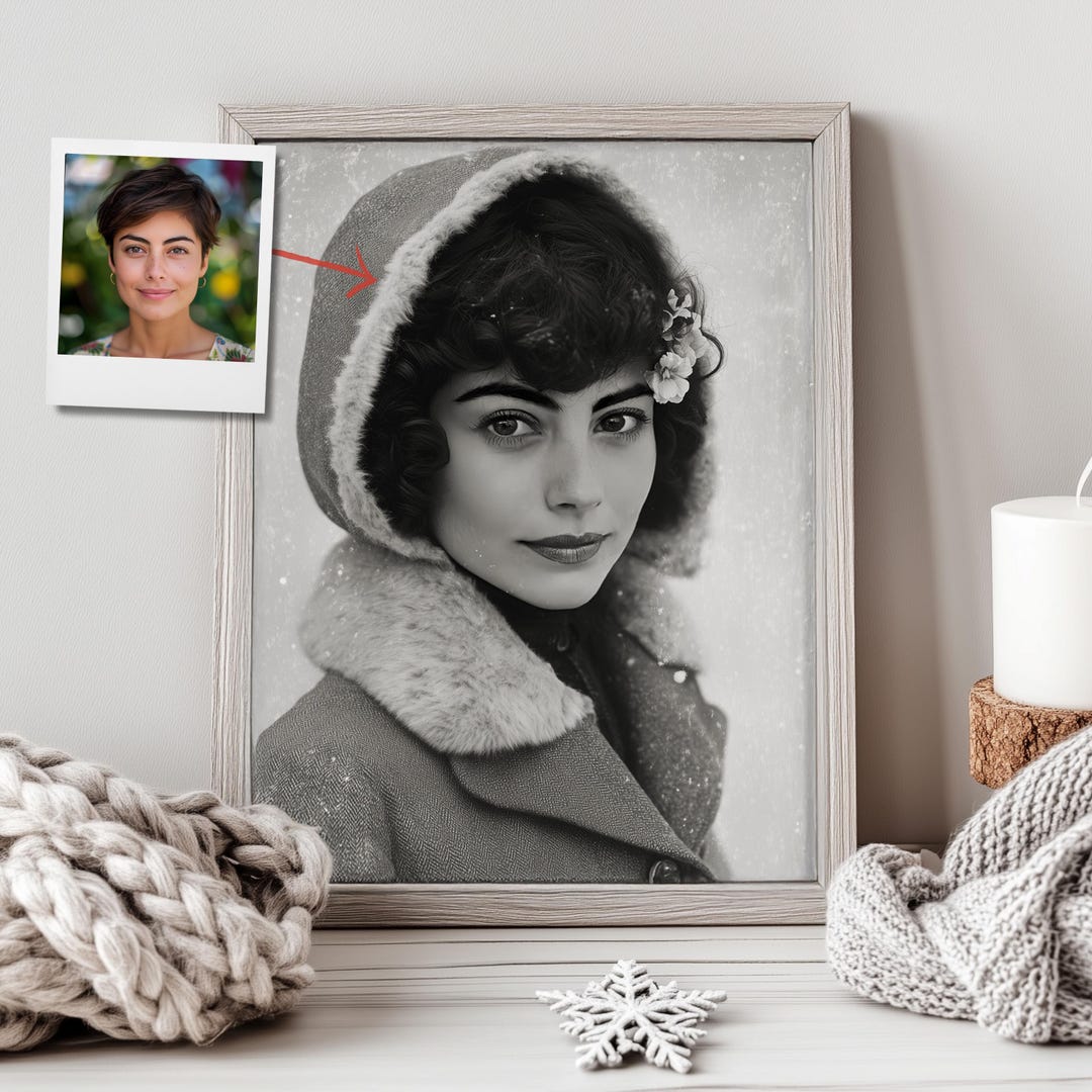 Custom 1930s Portrait: Alpine Ski Enthusiast Woman, Vintage Style Gift ...