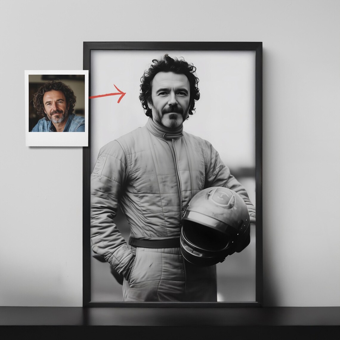 Personalized Vintage Racing Driver Portrait From Photo, Classic ...
