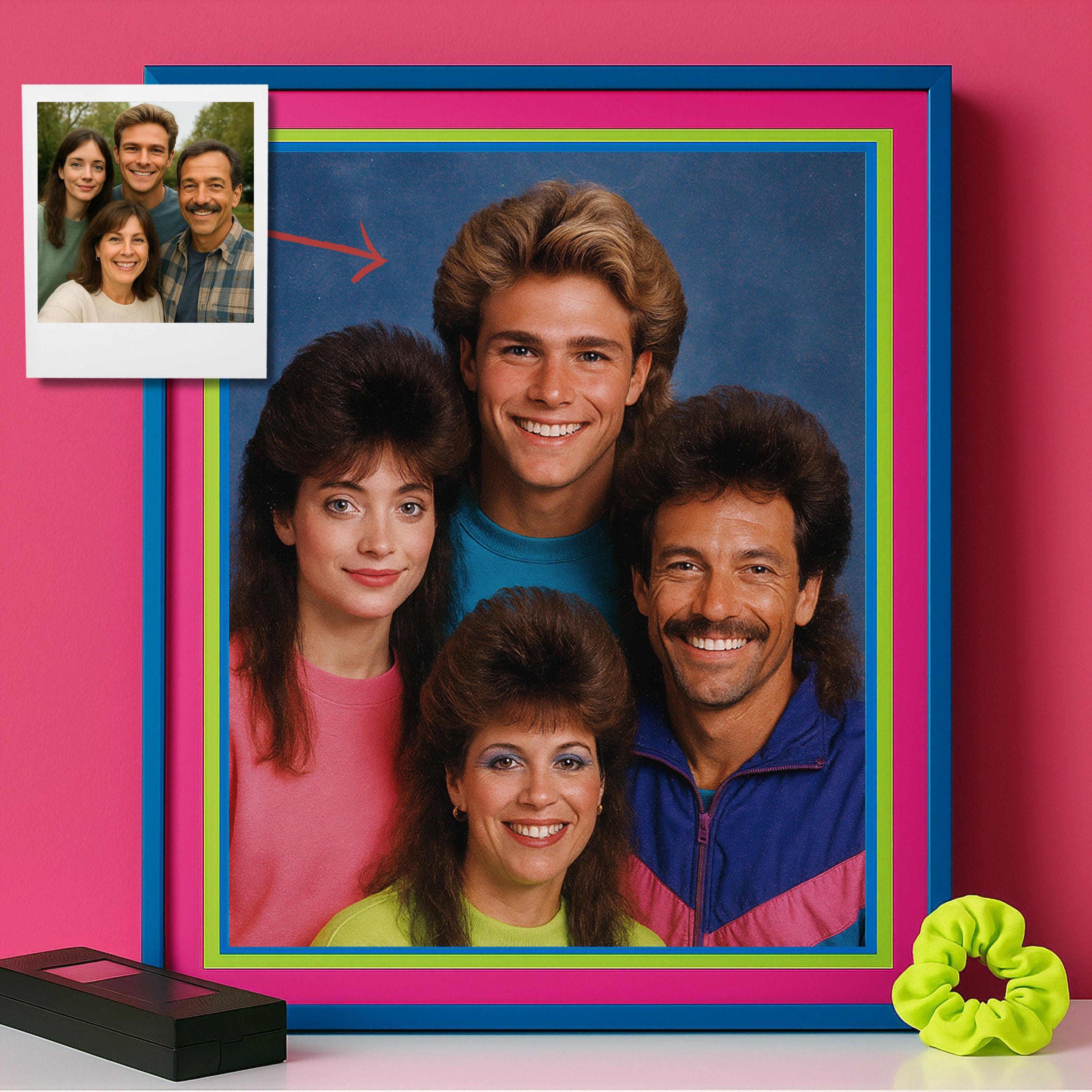 Custom 80s Family Portrait: Retro Neon Photo Art - Etsy