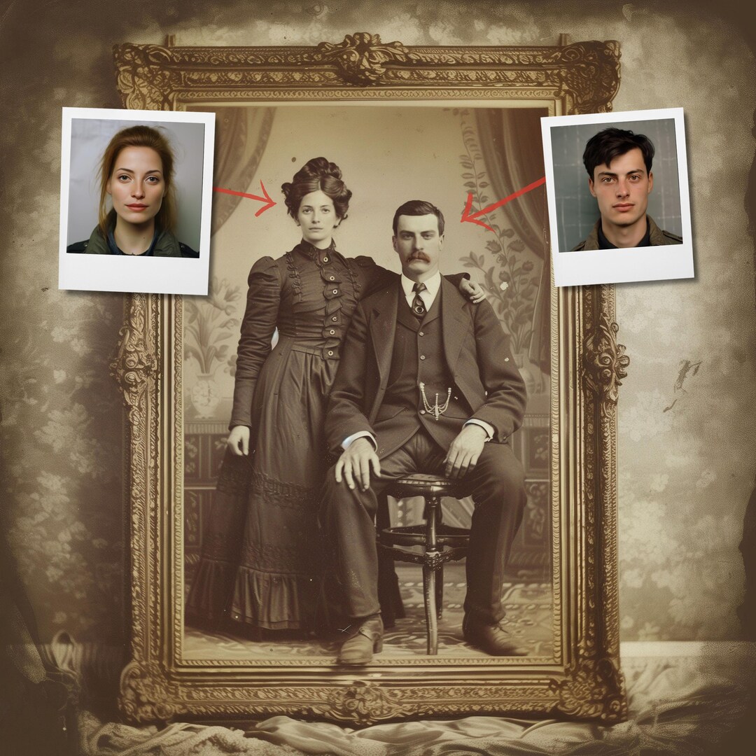 1890 Victorian Style Custom Portrait From Photo, Elegant Anniversary ...
