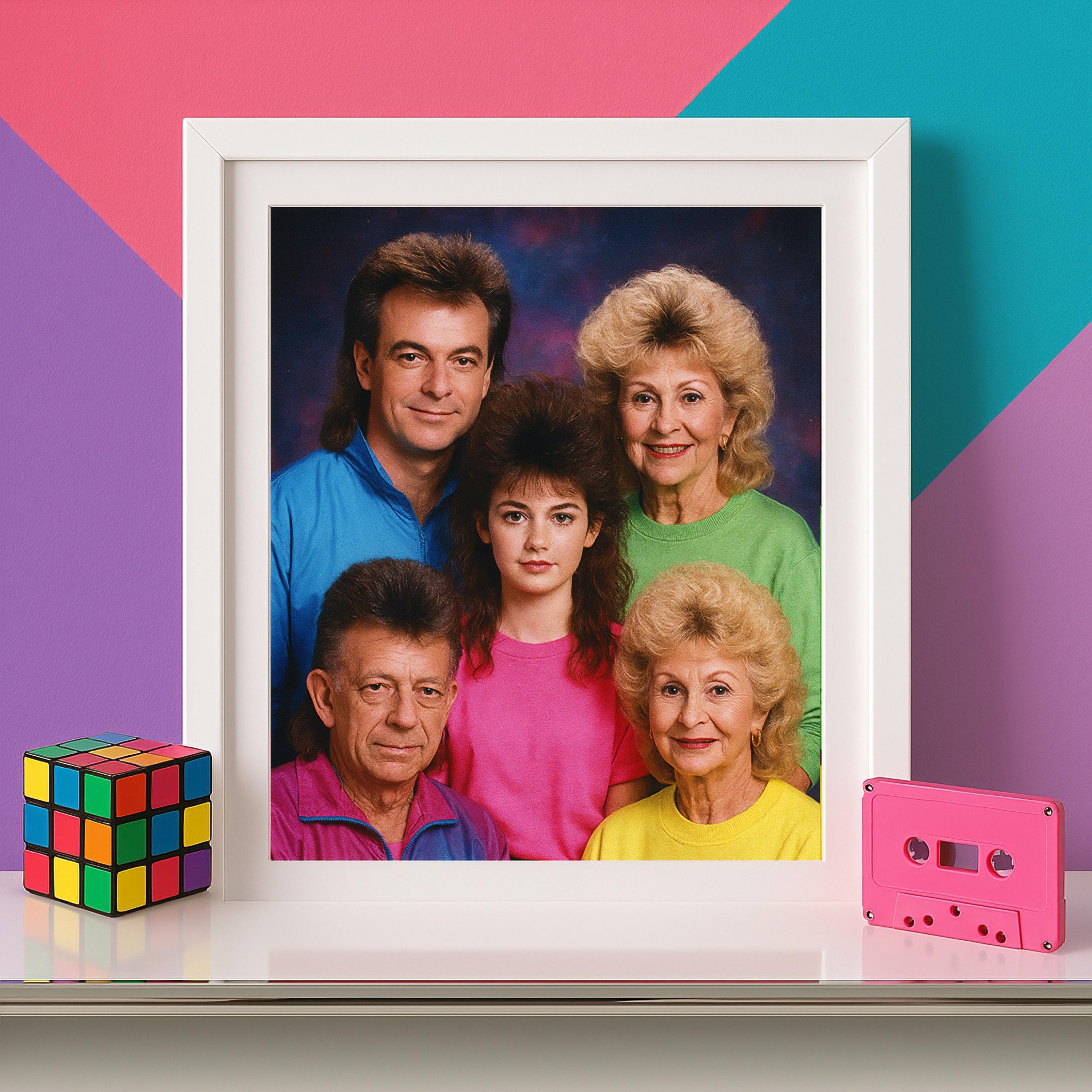 Custom 80s Family Portrait: Retro Neon Photo Art - Etsy