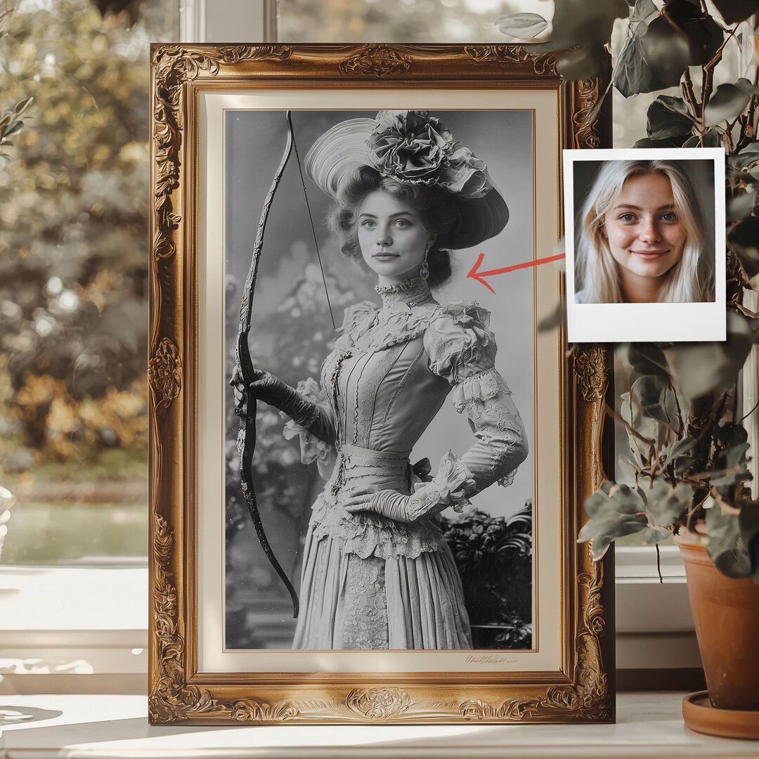 Custom Victorian Archer Portrait: Personalized Historical Wall Art - Etsy