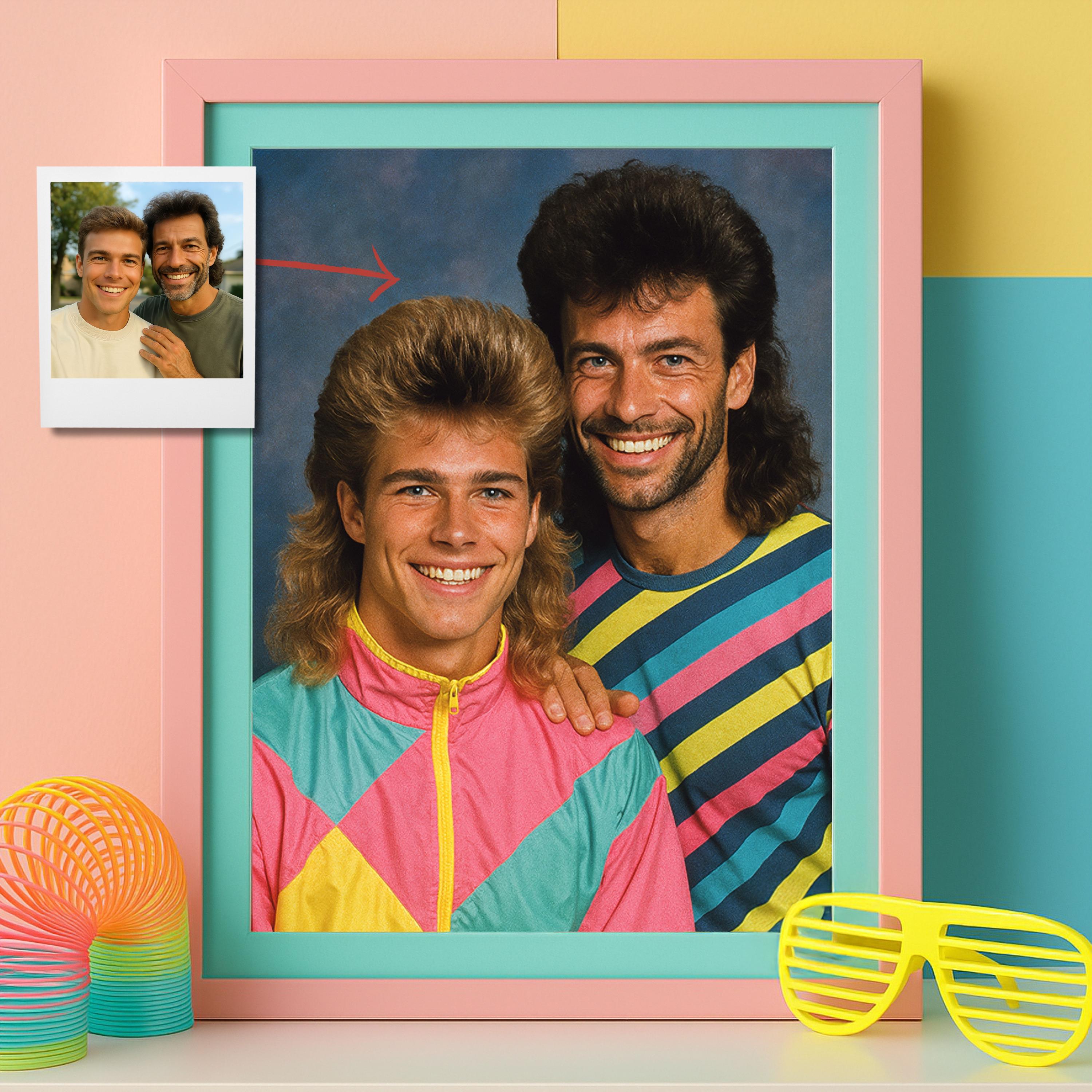 Custom 80s Family Portrait: Retro Neon Photo Art - Etsy