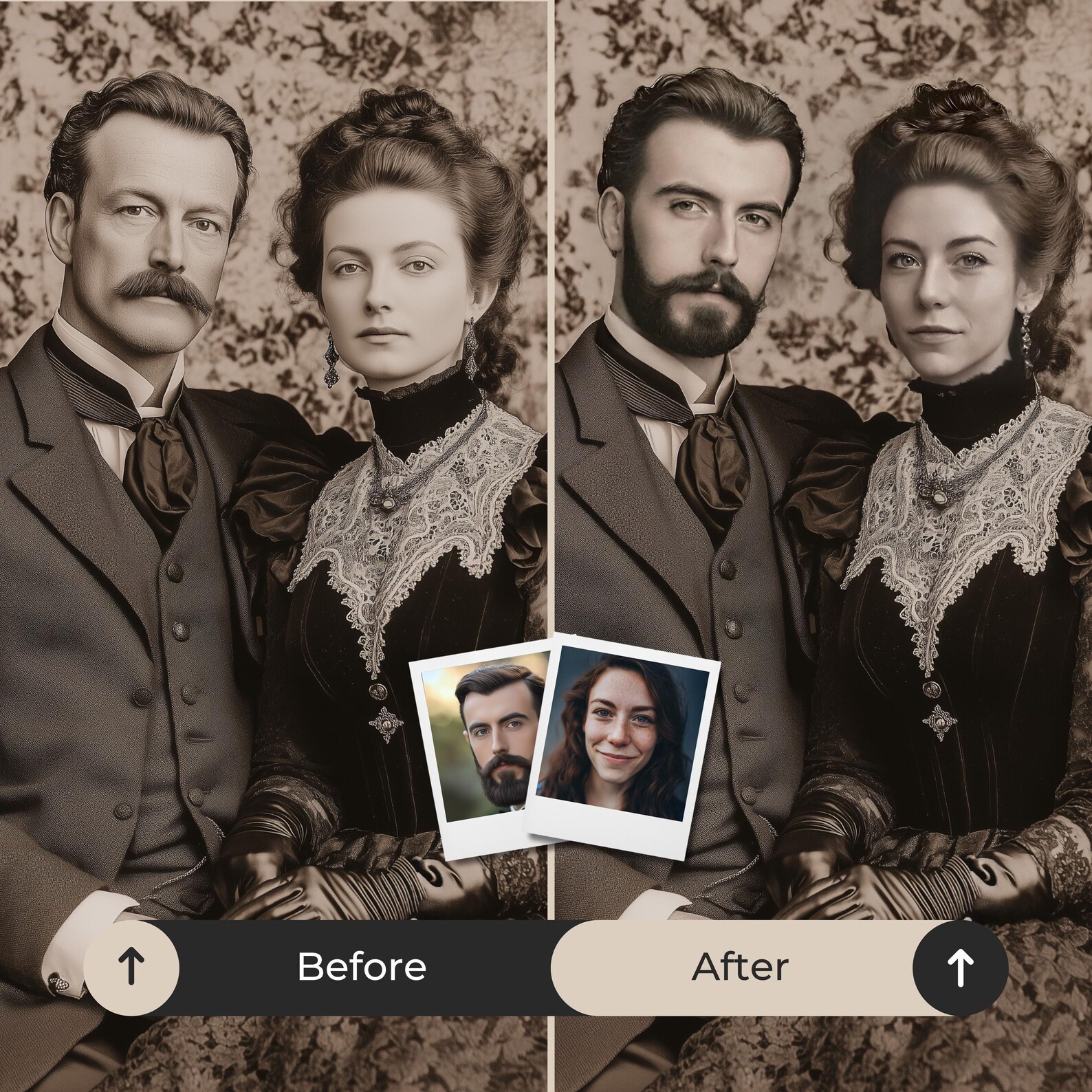 Victorian Style 1890 Custom Portrait From Photo, Personalized Elegant ...