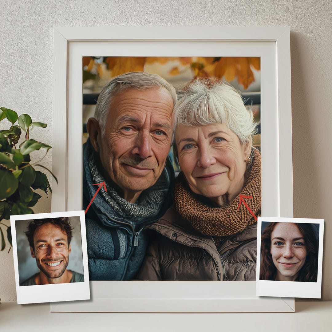 Personalized Aging Couple Portrait From Photo Custom Oldify Effect, Fun ...