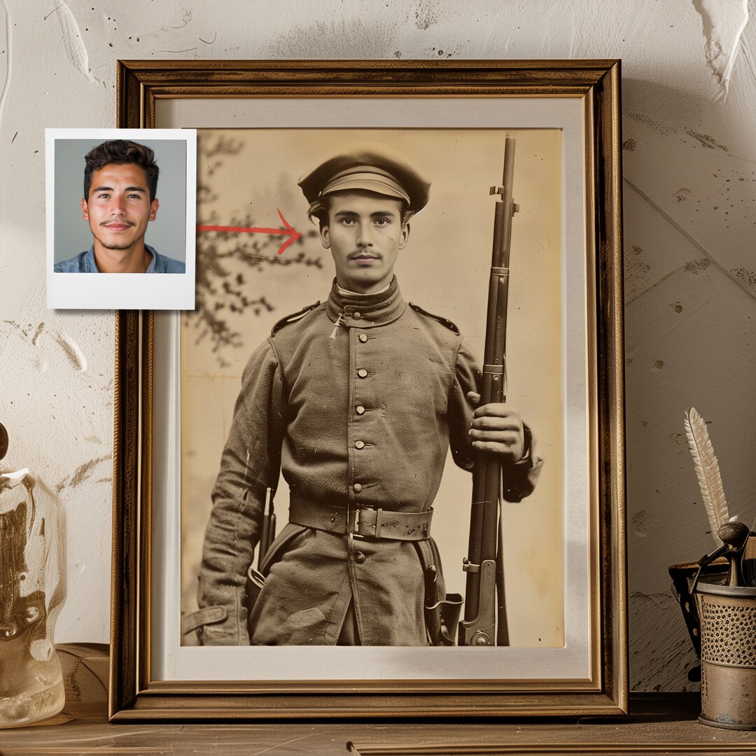 WW2 Custom Soldier Portrait From Photo Personalized Military Vintage ...
