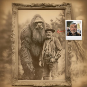 Custom Explorer Portrait With Cryptid, 1890s Wilderness Art for ...