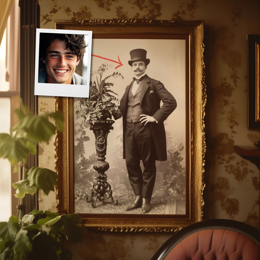 Custom Victorian Portrait for Men, Personalized Black and White Art ...