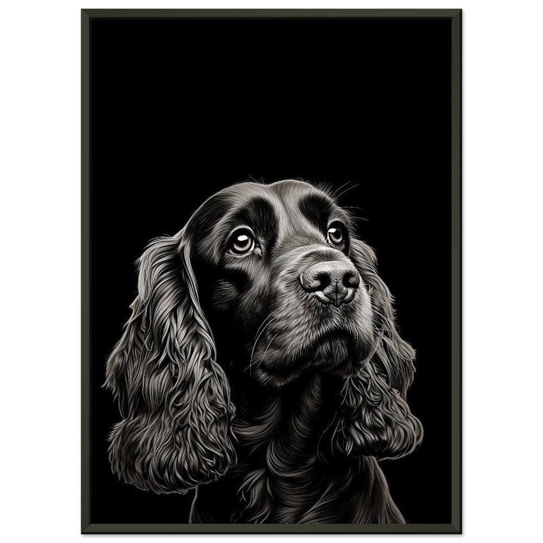Mesmerising Cocker Spaniel Portrait - Scratchboard-style Print | Dog ...