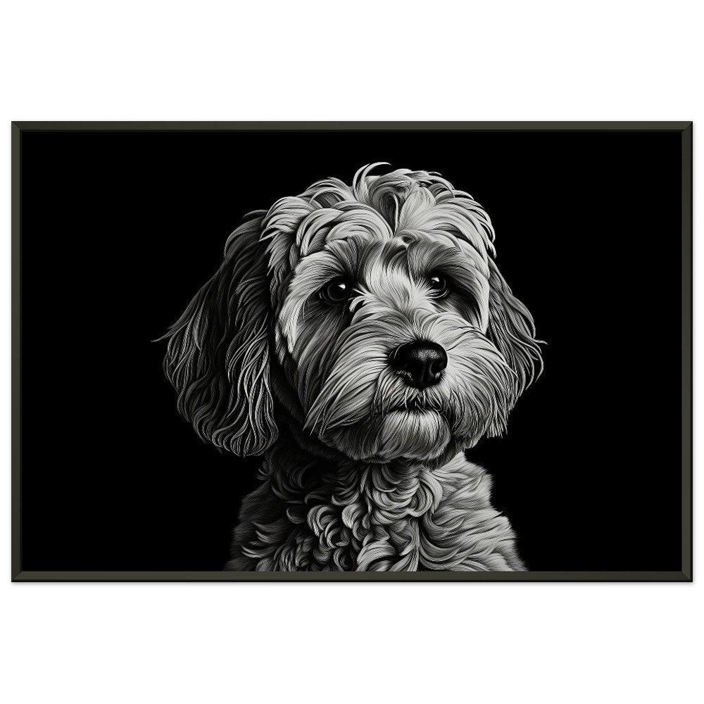 Delightful Cockapoo Portrait Scratchboard-style Print | Perfect Dog ...