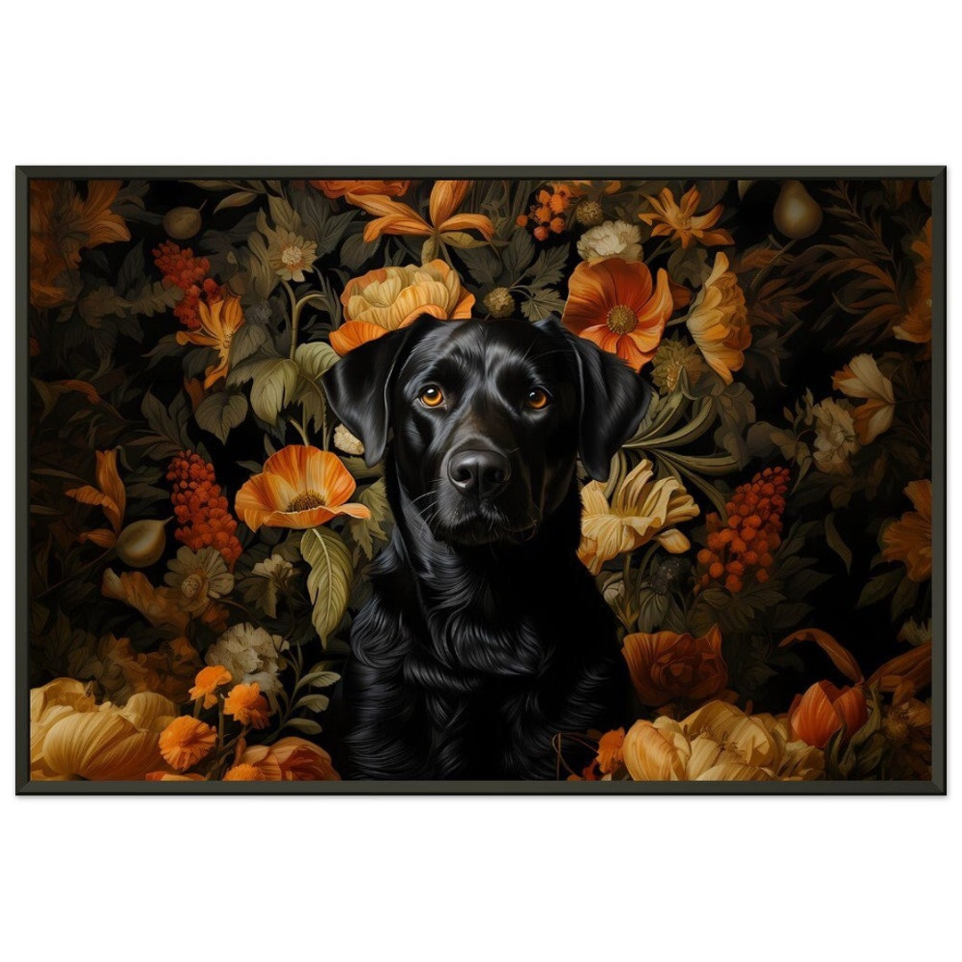 Elegant Black Labrador Art Nouveau Portrait Inspired by William Morris ...