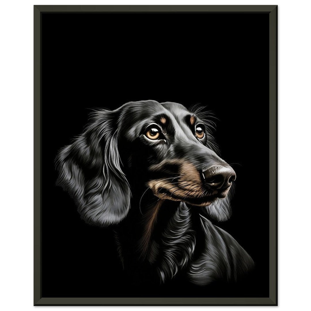Dachshund Portrait Print: Scratchboard Style Dog Art - Etsy